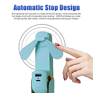 ideapro Pocket Handheld Fan Mini Portable Fan with Lanyard, 2000 mAh USB Rechargeable Mini Fan, Batteries Operated Handheld Fan with 3 Speeds Power Bank Flashlight Function for Home Outdoor Travel