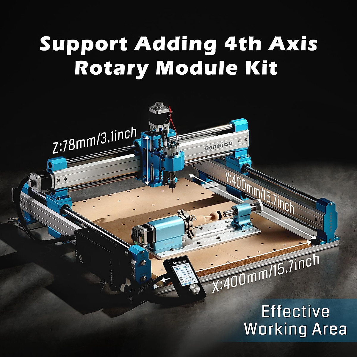Genmitsu CNC Router Machine 4040-PRO for Woodworking Metal Acrylic MDF Nylon Cutting Milling, GRBL Control, 3 Axis CNC Engraving Machine, Working Area 400 x 400 x 78mm (15.7” x 15.7” x 3.1”)