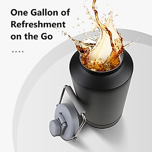 Tahoe Trails 1 Gallon Vacuum Insulated Water Bottle,ONE Gallon Stainless Steel Double Walled Water Jug,18/8 Food-Grade Stainless Steel Insulated Water Bottle for Hot and Cold Drinks Water Bottle,BLACK