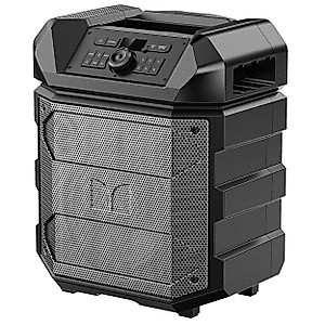 Monster Rockin’ Roller 4MAX | 100W Indoor/Outdoor Portable Bluetooth Speaker, Water Resistant | Up to 25 Hours Playtime, Karaoke Microphone, Telescoping Handle, Wheels, FM Radio, & USB Charging