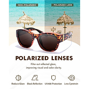 Xfeel Trendy Sunglasses Over Glasses Women, Oversized Sun Glasses Women with UV Protection Over Prescription Eyeglasses