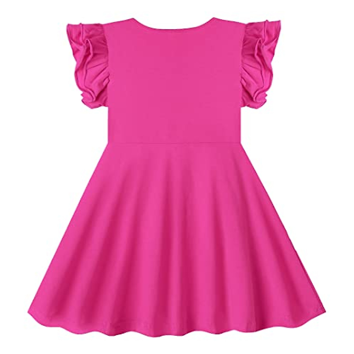 LNKXRTY Toddler Girls Cotton Dress Double Flutter Sleeve Baby Ruffle Dress Kids Casual Swing Dresses 392 Rose Red 90