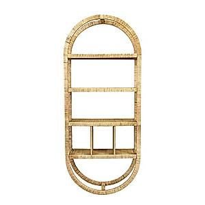 Creative Co-op DF2988 42" H Oval Rattan Wrapped 6 Compartments (Hangs Vertical or Horizontal) Wall Shelf, Beige