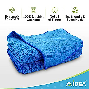 AIDEA Professional Microfiber Drying Towel-2PK, Premium Microfiber Towels, Scratch-free, Strong Water Absorption Drying Towel for Cars, SUVs, RVs, Trucks, and Boats Gifts(24 in. x 31 in.)-Blue