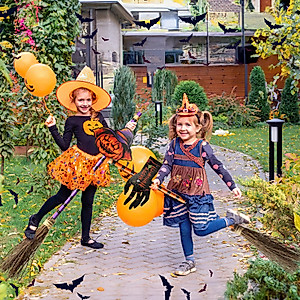 Riokko Halloween Broom Decorations, Happy Halloween Broom Sign, Wooden Witch Broomsticks Halloween Front Porch Decor for Home Indoor Outdoor Wall Office 47inch