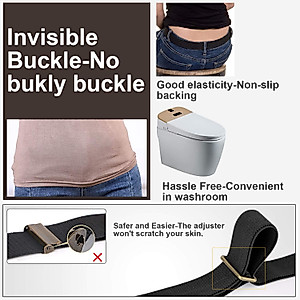 WERFORU 4 Pack No Buckle Show Belt for Men Buckle Free Stretch Belt for Jeans Pants 1.38 Inches Wide (C-Black+Coffee+Blue+Yellow, Suit for Pants Size 30"-48")