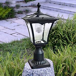 KAIKEA European Solar Outdoor Post Light Fixture Aluminum with Glass Outdoor Post Lamps for House Pillar Light Backyard Outside Deck Garage Yard Garden Driveway LED Home Patio Post Lamps