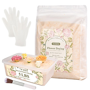 VOISEN Silica Gel Flower Drying, 5LBS Silica Gel for Drying Flowers,Color Indicating Flower Preservation Kit Contains Flowers Desiccant, Brush, Gloves, 6.7 L Plastic Box