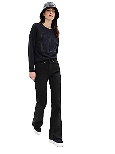 GAP Womens High Rise Flare Jeans, Black Wash, 28 Regular US