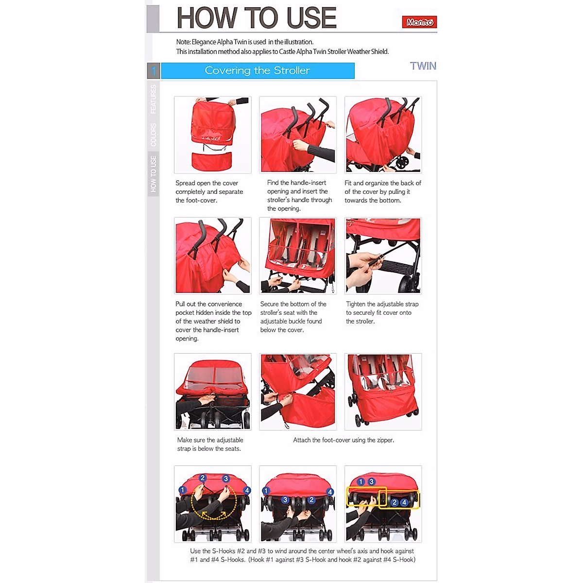 Manito Castle Alpha Twin Stroller Weather Shield (Navy)