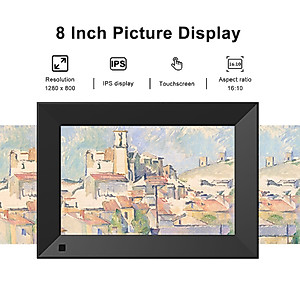 Arktronic Digital Picture Frame WiFi 8 Inch Smart Digital Photo Frame with 1280x800 HD IPS Touch Screen, Auto-Rotate and Slideshow, Easy Setup to Share Moments Via APP from Anywhere Anytime
