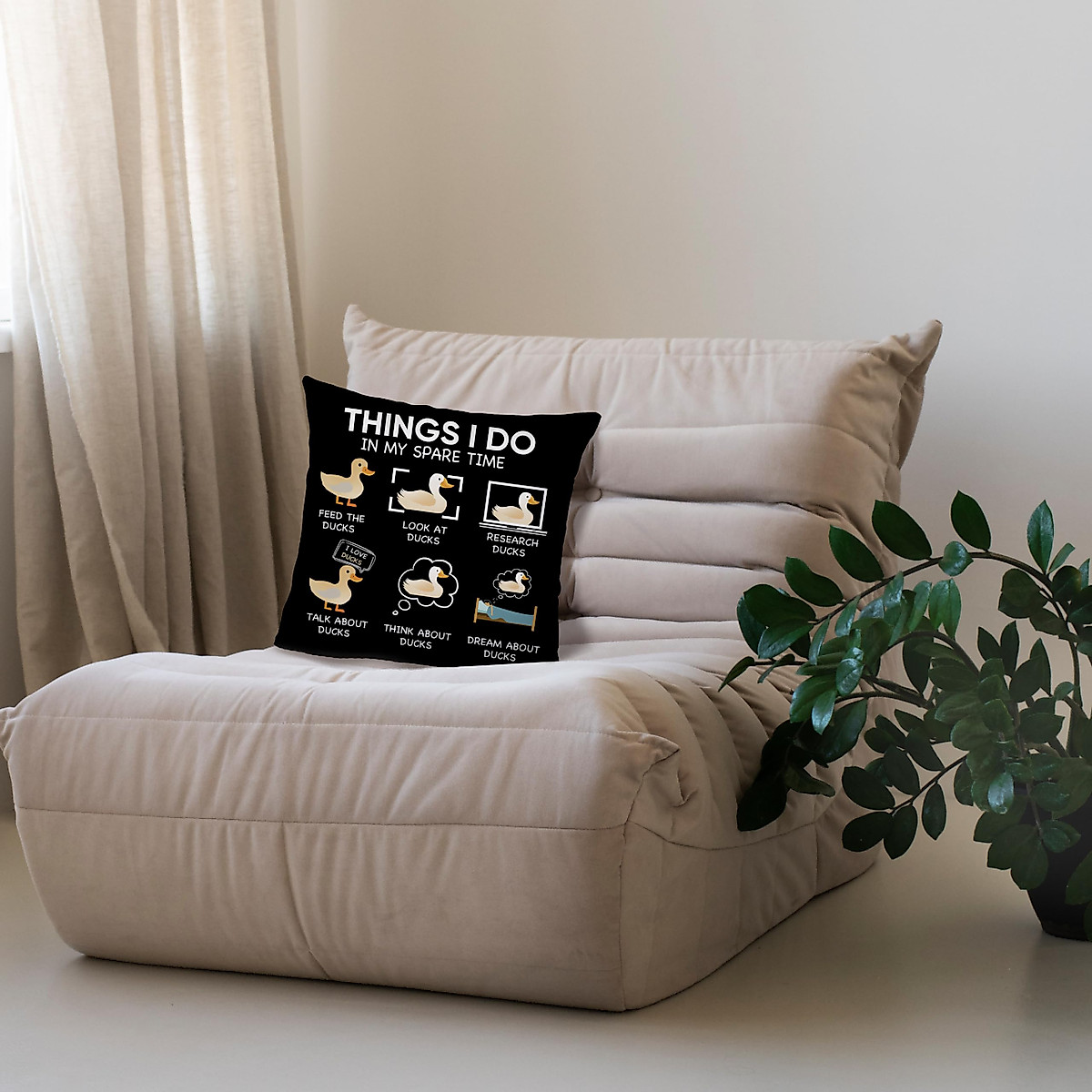 Udinaz Duck Pillow Covers 18x18,Things I Do in My Spare Time Duck Decor for Bedroom Living Room Home,Duck Gifts for Duck Lovers Girls Women