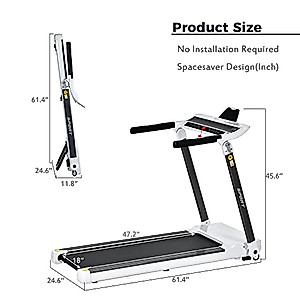 HomSof Folding Electric 3.5HP Treadmill Medium Running Machine Motorised Gym 330lbs,Portable Compact Treadmill for Home Gym Fitness Workout Jogging Walking,14KM/H,White