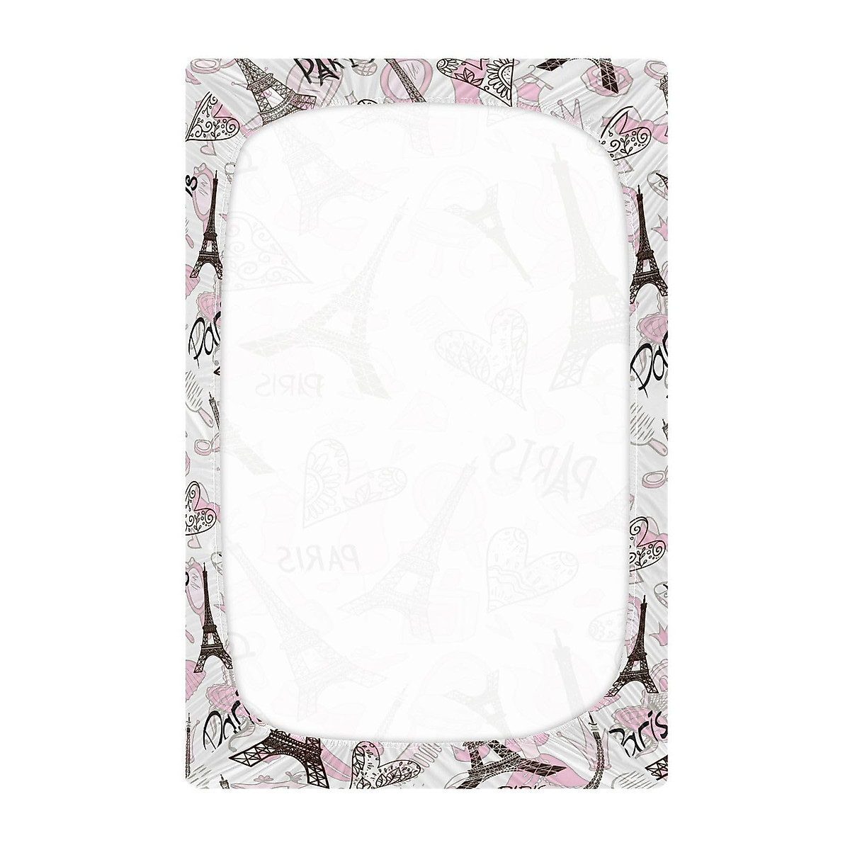 GOODOLD Beautiful Paris Eiffel Tower Crib Sheets for Boys Girls, 39x27 Inch Soft and Breathable Pack n Play Sheets, Portable Mini Stretchy Cribs Sheets