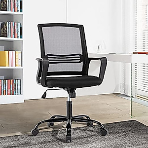 Office Chair - Mid Back Home Office Desk Chairs, Adjustable Height, Breathable Mesh