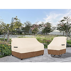Heavy Duty Oxford Patio 3-Seater Sofa Cover,Outdoor Couch Cover,100% Waterproof Heavy Duty Patio Furniture Covers,Outdoor Couch Cover with Air Vents and Handles (White Coffea, 76W*32.7D*33H inch)