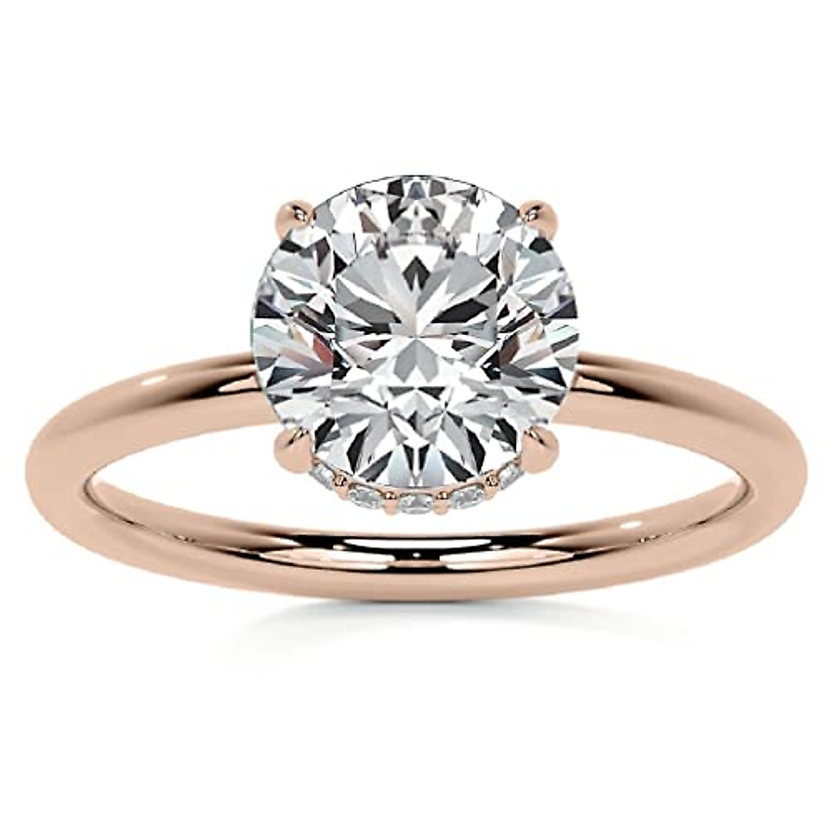 10K Solid Rose Gold Handmade Engagement Ring 1.50 CT Round Cut Moissanite Diamond Solitaire Wedding/Bridal Ring Set for Women/Her, for Wife