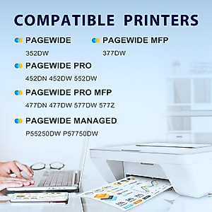 MYCARTRIDGE Remanufactured Ink Cartridge Replacement for HP 972 972A Ink Cartridges Combo Pack use with PageWide Pro 477dw 577dw 377dw 477dn 452dn 452dw 552dw Black Cyan Magenta Yellow (4-Pack)