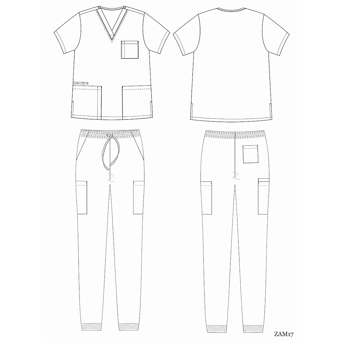 Zam Imports Unisex Men's Women's Joggers Scrub Set Medical Nursing Stretch Flex V-Neck Jogger Scrubs Available in Over 20 Colors (Teal, Large)