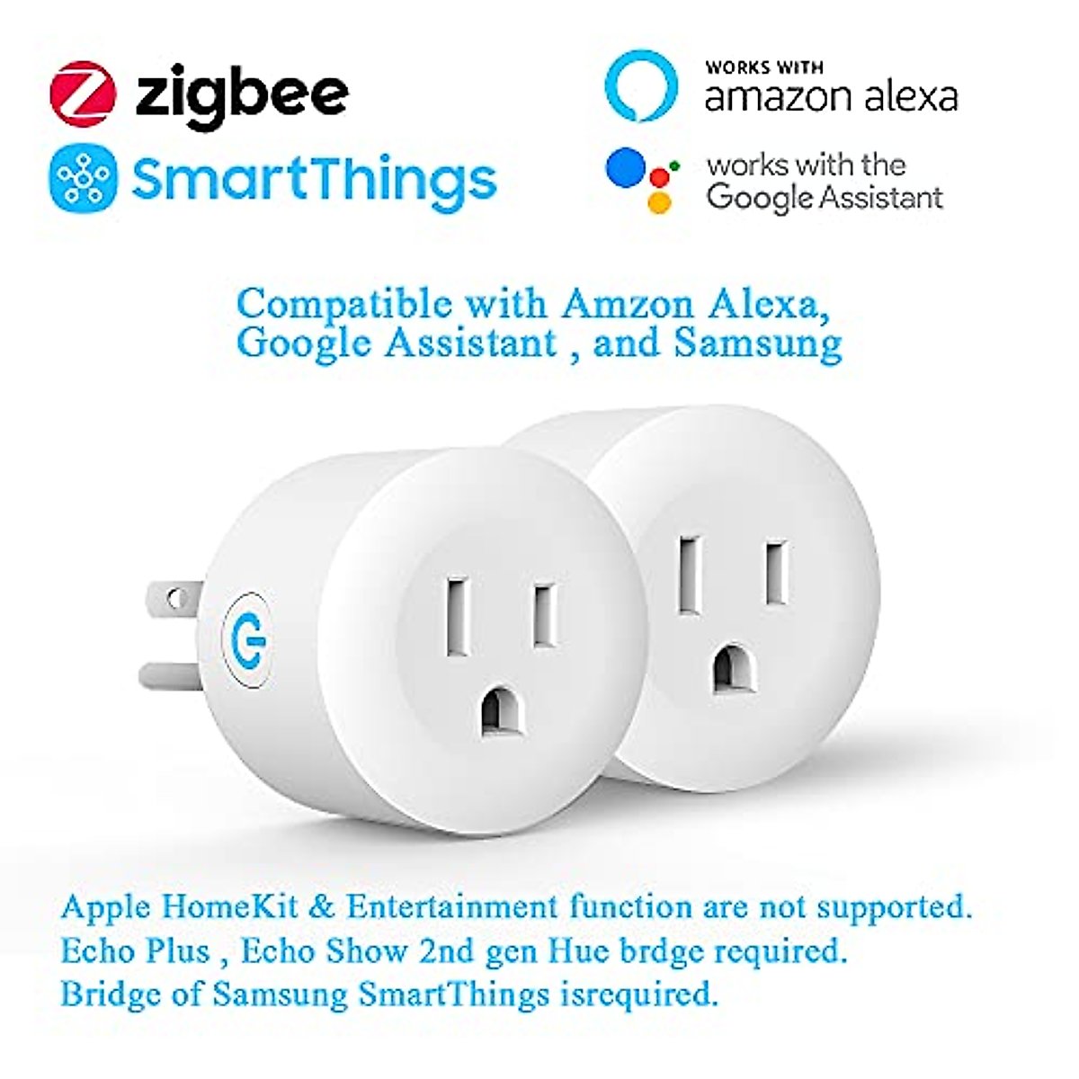 Smart Plug,DOGAIN Zigbee Smart Plugs Outlet Works with ST and Echo Plus Hub Voice Control Compatible with Alexa and The Google Assistant (Hub Required)(2 Pack)