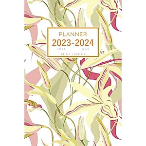 Planner 2023-2024: 6x9 Weekly and Monthly Organizer from June 2023 to May 2024 | Creative Trendy Flower Design White