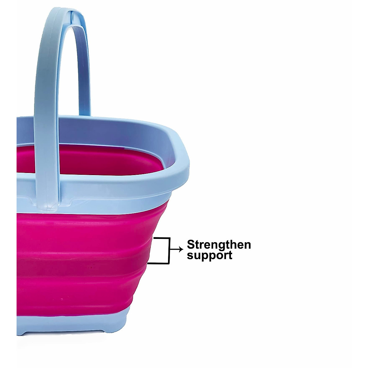 SAMMART 5L (1.3 Gallon) Collapsible Rectangular Handy Basket/Bucket (Cool Blue/Flamingo (Set of 2))