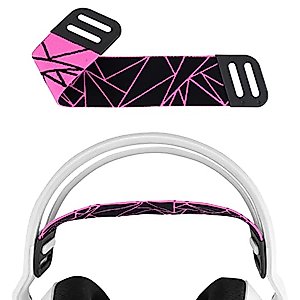 Geekria Mesh Fabric Headband Pad Compatible with Logitech G733, G335, Headphones Replacement Band, Headset Head Cushion Cover Repair Part (Black/Red)