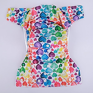 AIll in One Night AIO Cloth Diaper Nappy Sewn in Insert Reusable Washable Girls (Hummingbirds Foliage)