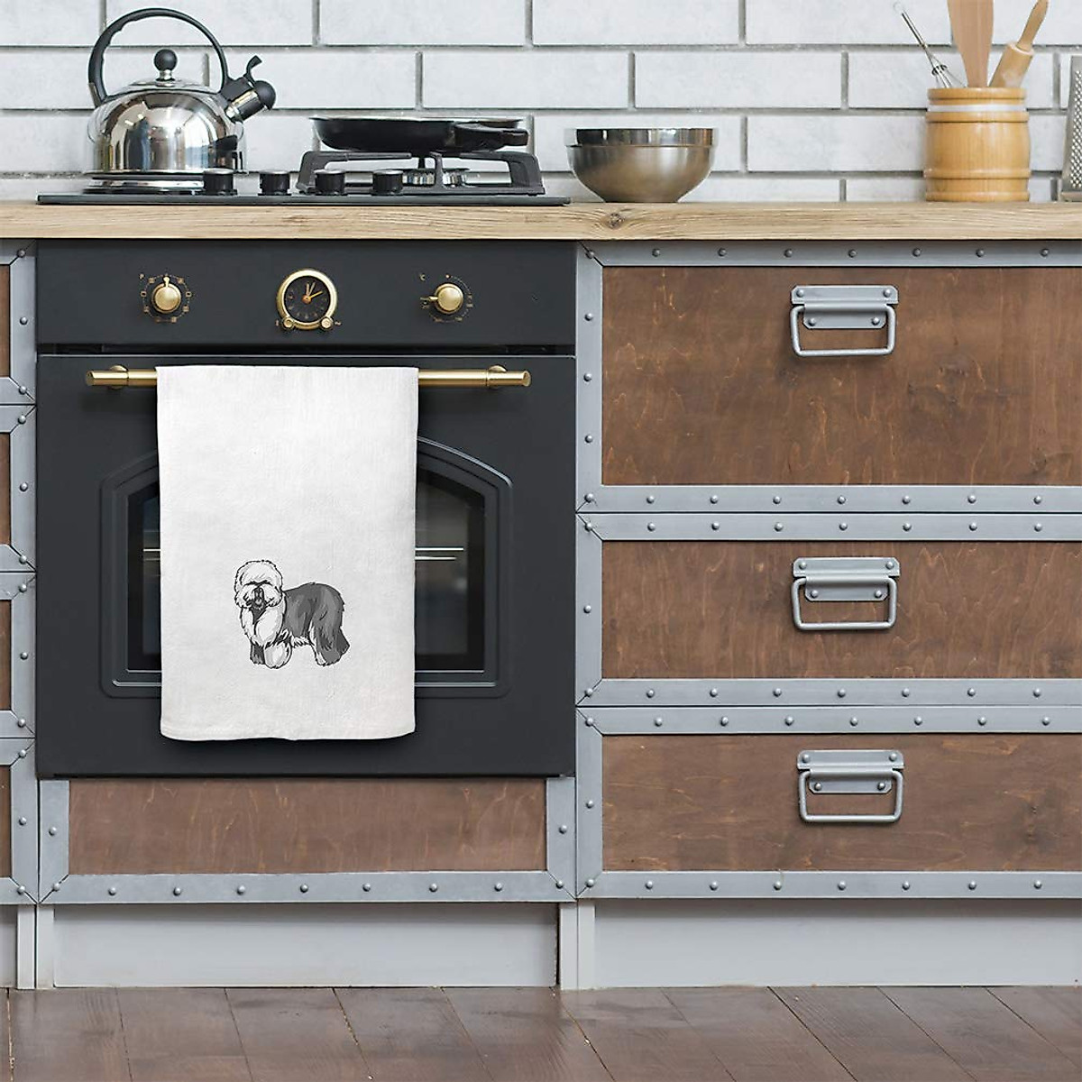 Style In Print Custom Decor Flour Kitchen Towels Old English Sheepdog Pets Dogs Cleaning Supplies Dish Towels Design Only