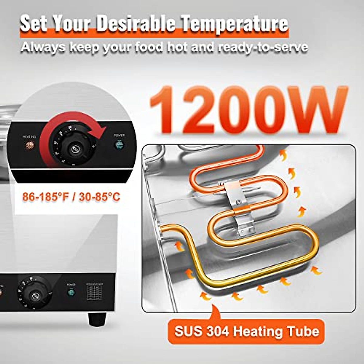 VEVOR Electric Soup Warmer, Dual 7.4QT Stainless Steel Round Pot 86~185°F Adjustable Temp, 1200W Commercial Bain Marie with Anti-Dry Burn and Reset Button, Soup Station for Restaurant, Buffet, Silver