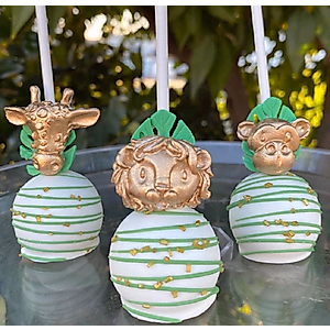 JeVenis 2 PCS Jungle Safari Animal Cake Mold Jungle Safari Animal Cupcake Decoration Jungle Safari Animal Cake Decoration Palm Leaves