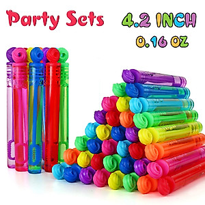 Bubble Wands Party Favors Pack of 64, Mini Neon Bubble Wands | Odor-Free Non-Toxic Kids’ Bath Toy/Birthday Treats Bubble Maker Toys for Kids | Outdoor Summer Events & Celebration Toy Gift
