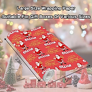 Artsadd Custom Christmas Wrapping Paper Rolls with Name, Personalized Wrapping Paper for Christmas Gifts, Personalized Christmas Wrapping Paper for Merry Christmas