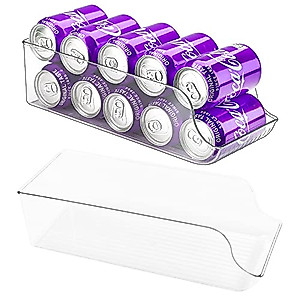 Set of 2 Can Drink Holder for Fridge Bin Organizer & Storage Can Dispenser for Refrigerator, Freezer, Countertop, Cabinets & Pantry