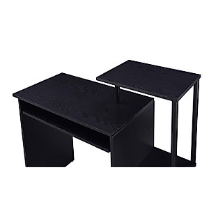 Acme Lyphre Wooden Rectangle Top Computer Desk with Keyboard Tray in Black