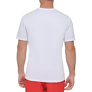Calvin Klein Men's Standard Light Weight Quick Dry Short Sleeve 40+ UPF Protection Active Top, White Logo, X-Large