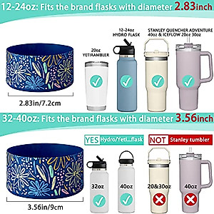 Protective Silicone Sleeve Boot 12oz 21oz 24oz Wide Mouth Water Bottle for Hydro Flask,Simple Modern,Takeya,MIRA, Iron Flask and Flask Rubber Boot BPA Free Anti-Slip，And Compatible with 20-40oz Stanley Tumbler(Flowers transparent)