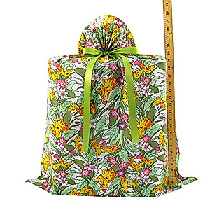 VZWraps Giraffes Reusable Fabric Gift Bag for Baby Shower or Birthday (Jumbo 27 Inches Wide by 33 Inches High)