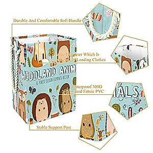 Laundry Basket Foldable Laundry Hamper With Handles Detachable Storage Bin, Bathroom Organizer, Children Toy Bins Cute Animals