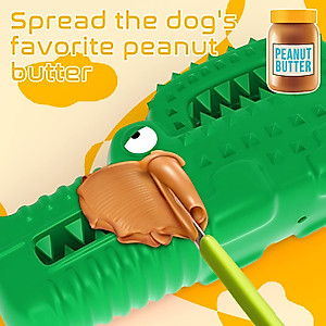 Zimtty Dog Toys, Squeaky Indestructible Dog Chew Toys for Aggressive Chewers, Tough Alligator Rubber Teething Chew Dog Toys for Large Medium Small Dog (Green Crocodile)