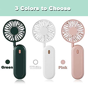 YMLHOME Portable Handheld Fan Baby Stroller Fan Neck Fan Mini Fan for Hand, Neck, Stroller, Desk - USB Rechargeable, 3 Speed Adjustable with Flexible Stand (Green)