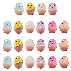 Ximimark 30pcs Luminous Cute Eggshell Chick Play House Toy Egg White Resin Car Decoration DIY Jewelry Accessories Children Surprise Gift