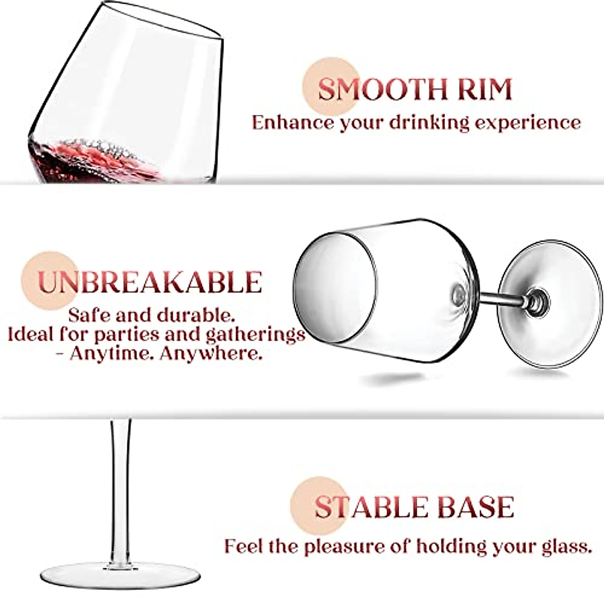 Plastic Wine Glasses Set of 4(15oz) |Unbreakable Wine Glasses with Stem|100% Tritan & BPA Free |Dishwasher Safe| Awesome For Pool, Beach, Travel, Pool, Camping, Beach, Picnic, Everyday Use.