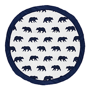 Sweet Jojo Designs Woodland Bear Boy Baby Playmat Tummy Time Infant Play Mat - Navy Blue and White