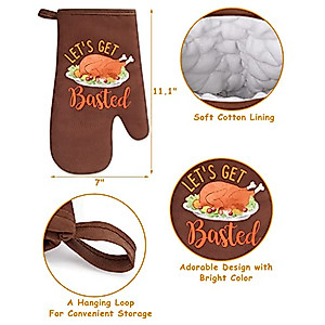 Thanksgiving Apron Mitt and Pot Holder Thanksgiving Kitchen Gift Set Happy Thanksgiving Fall Turkey Cooking Chef Adjustable Baking Apron Funny Housewarming Friendsgiving Wedding Gifts for Women