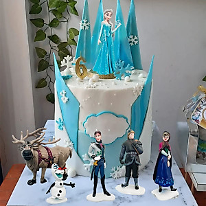 6 pcs Frozen Cake Topper, Frozen Birthday Party Supplies, Kids Birthday Cake Decoration.
