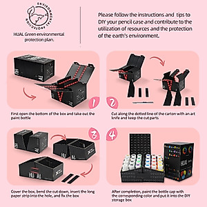 HUAL Acrylic Paint Set With 5 Brushes, 24 Colors (60ml, 2oz) Premium Acrylic Paints for Professional Artists Kids Students Beginners & Painters, Canvas Ceramic Wood Fabric Rock PaintingHalloween