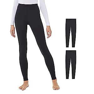 32 Degrees Women's 2 Pack Performance Ultra Light Thermal Baselayer Legging Pant, BLACK/BLACK, Large