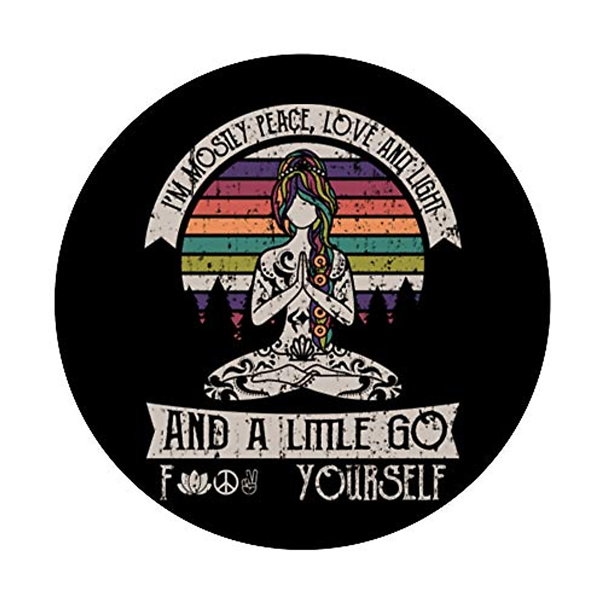 I'm Mostly Peace Love And Light Yoga Tattooed PopSockets Swappable PopGrip