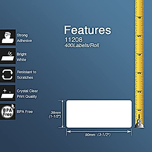 BETCKEY - Compatible Large Address Labels Replacement for Brother DK-1208 (1.4" x 3.5"), Use with Brother QL Label Printers [6 Rolls + 1 Reusable Cartridge]